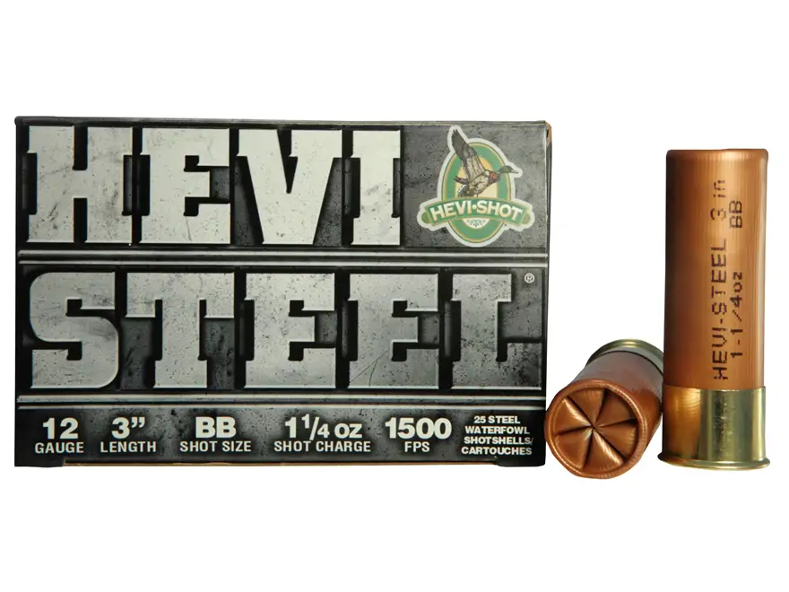 HEVI SHOT HEVI-STEEL SHOTSHELL 12GA BB 3in 25bx