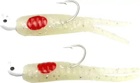 H H LURE TWIN RIG SPLIT TAIL 3in 1/4oz CLEAR/GLITTER