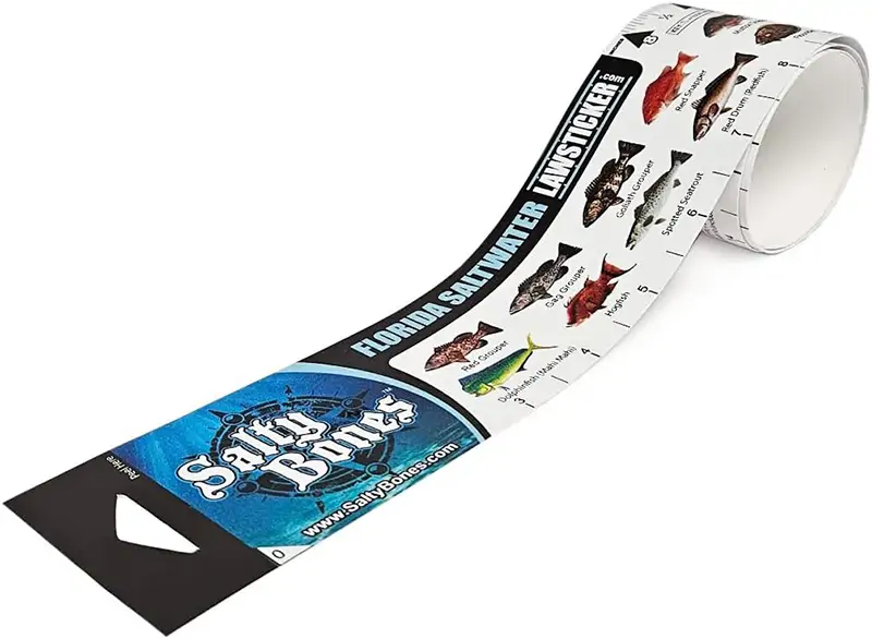 SALTY BONES FISHING RULER STICKER FLORIDA SALTWATER 2.25in