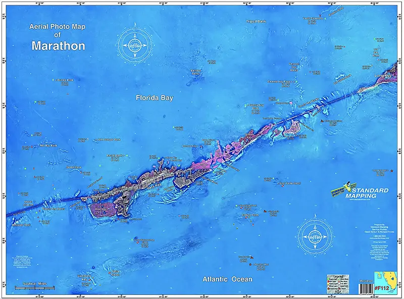 STANDARD MAP LAMINATED FISHING MAP MARATHON ISLAND