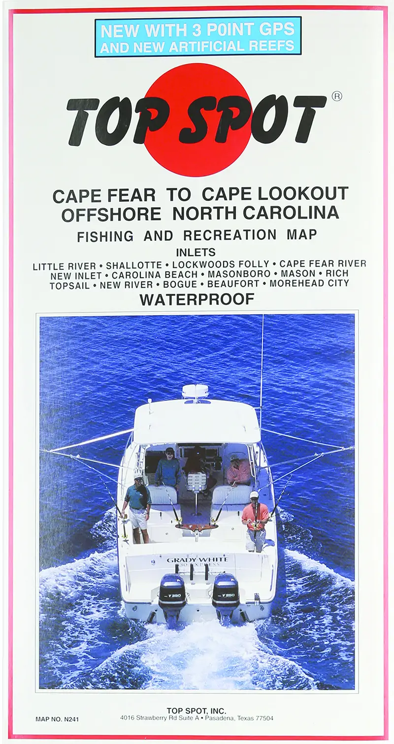 TOP SPOT FISHING MAP NC OFFSH/CP FEAR/CP OUTL